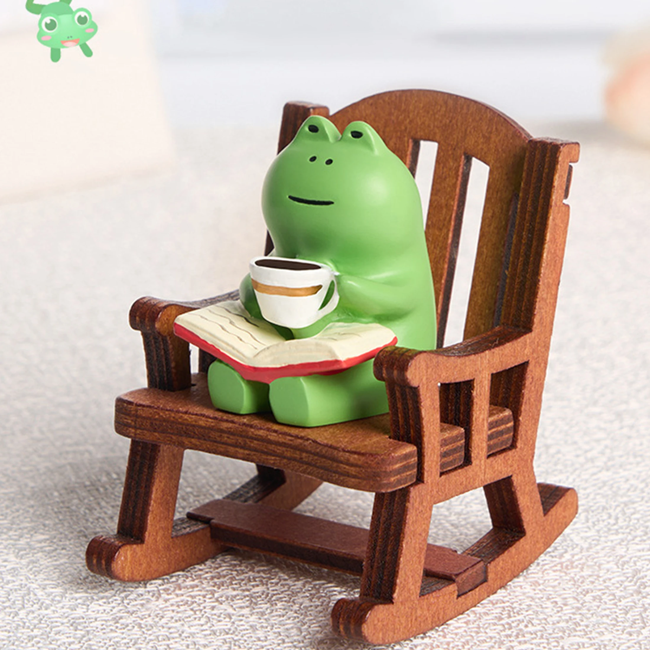 2PC Frog Rocker Chair Cute Japanese Healing Small Decoration Office ...