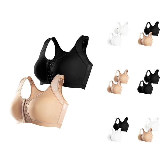 2PC Front Closure Bra for Women Wireless Comfortable Supportive Fit ...