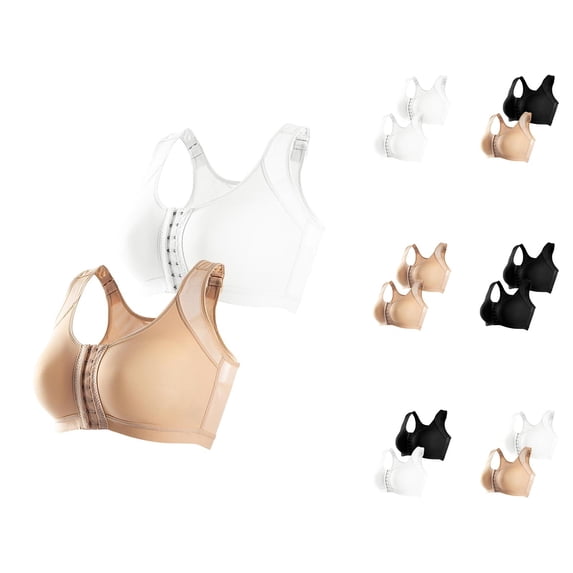 2PC Front Closure Bra for Women Wireless Comfortable Supportive Fit ...