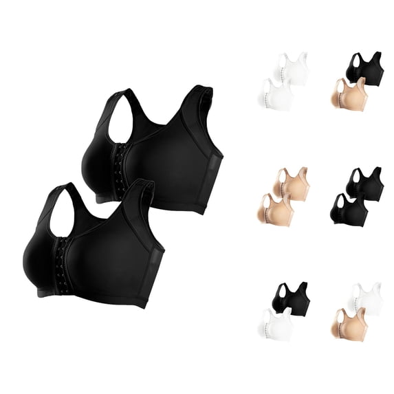 2PC Front Closure Bra for Women Wireless Comfortable Supportive Fit ...