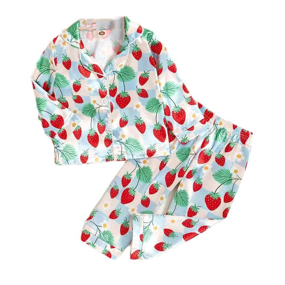 2PC Girls Outfits Pajamas Button Down Long Sleeve Lapel Tops Pants ...