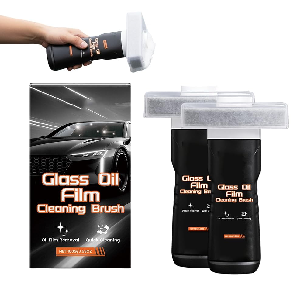2PC Glass Oil Film Remover for Car, 3.4oz/100ml Roll-On Glass Compound ...