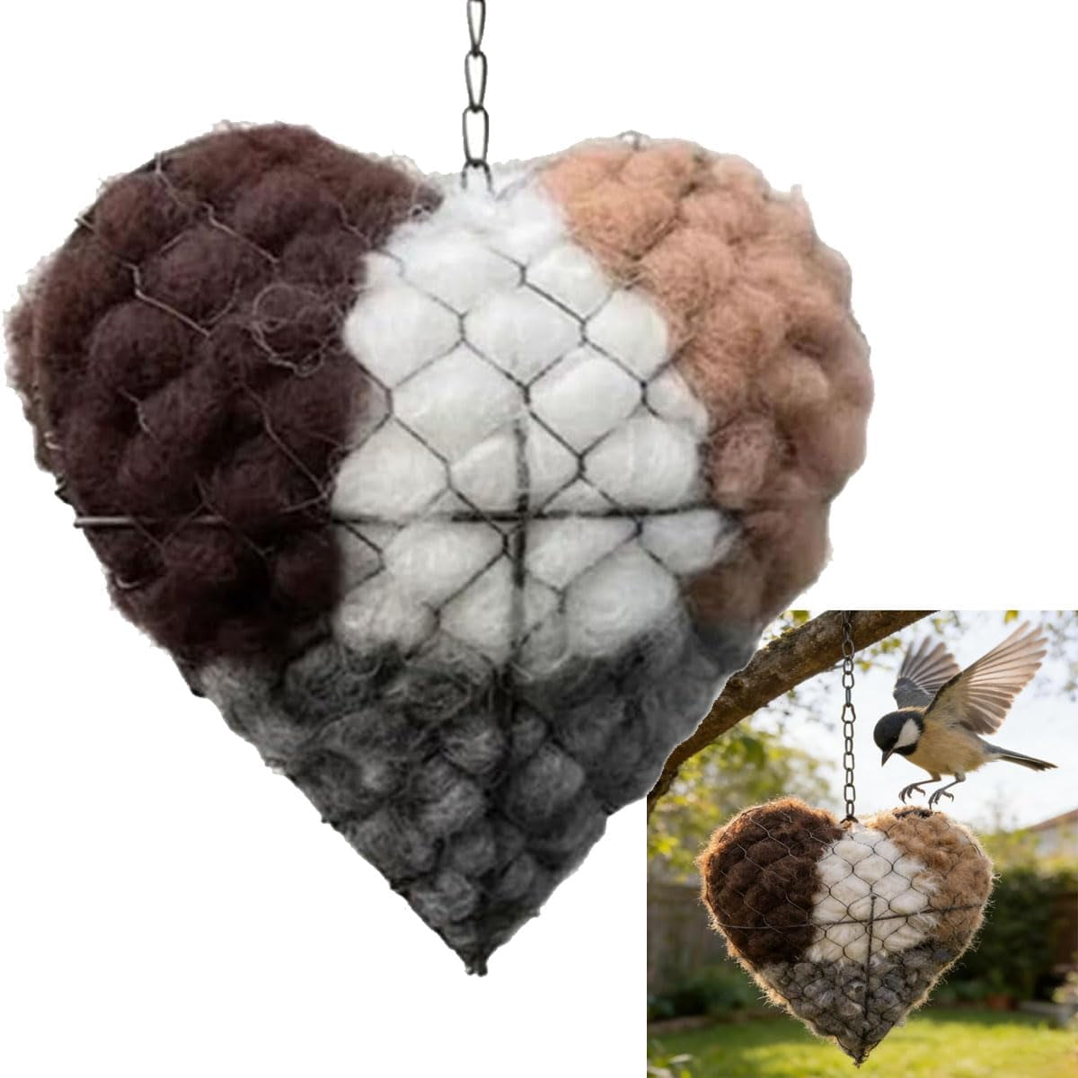 2PC Handmade Fiber Bird Nesting Heart and Refillable Birds Nests ...