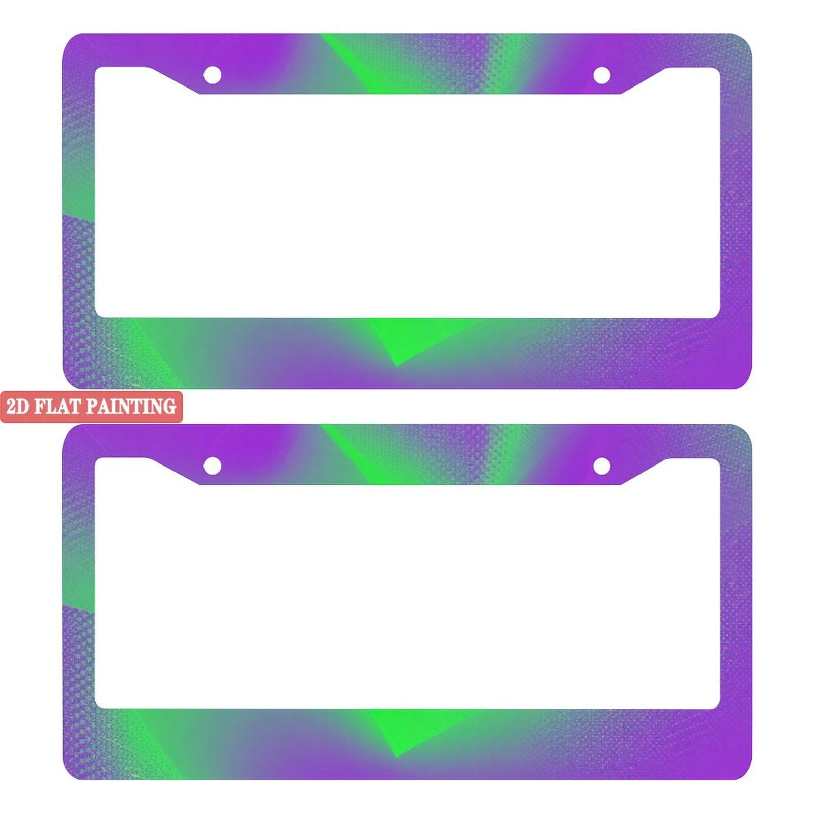 2PC Holographic Purple & Green Car License Plate Frames with Mounting ...