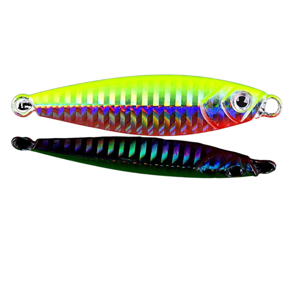 2PC Hook Metal Jigging Spinner Bait 7g/10g/15g/20g/30g Laser Fishing Casting Fishing Jig Metal ...