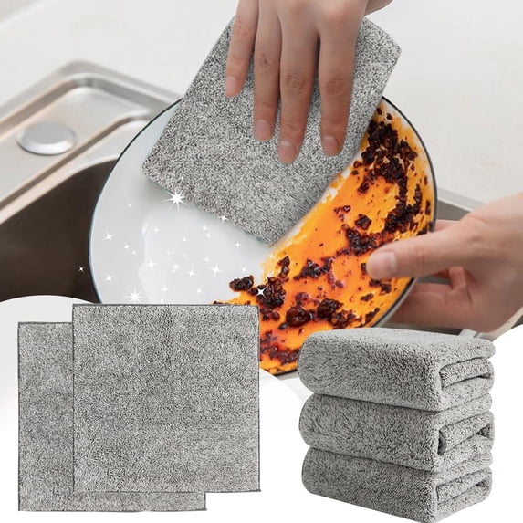 2PC Kitchen Drying Cloths Fleece Reusable Dish Super Cloths, Nonstick ...