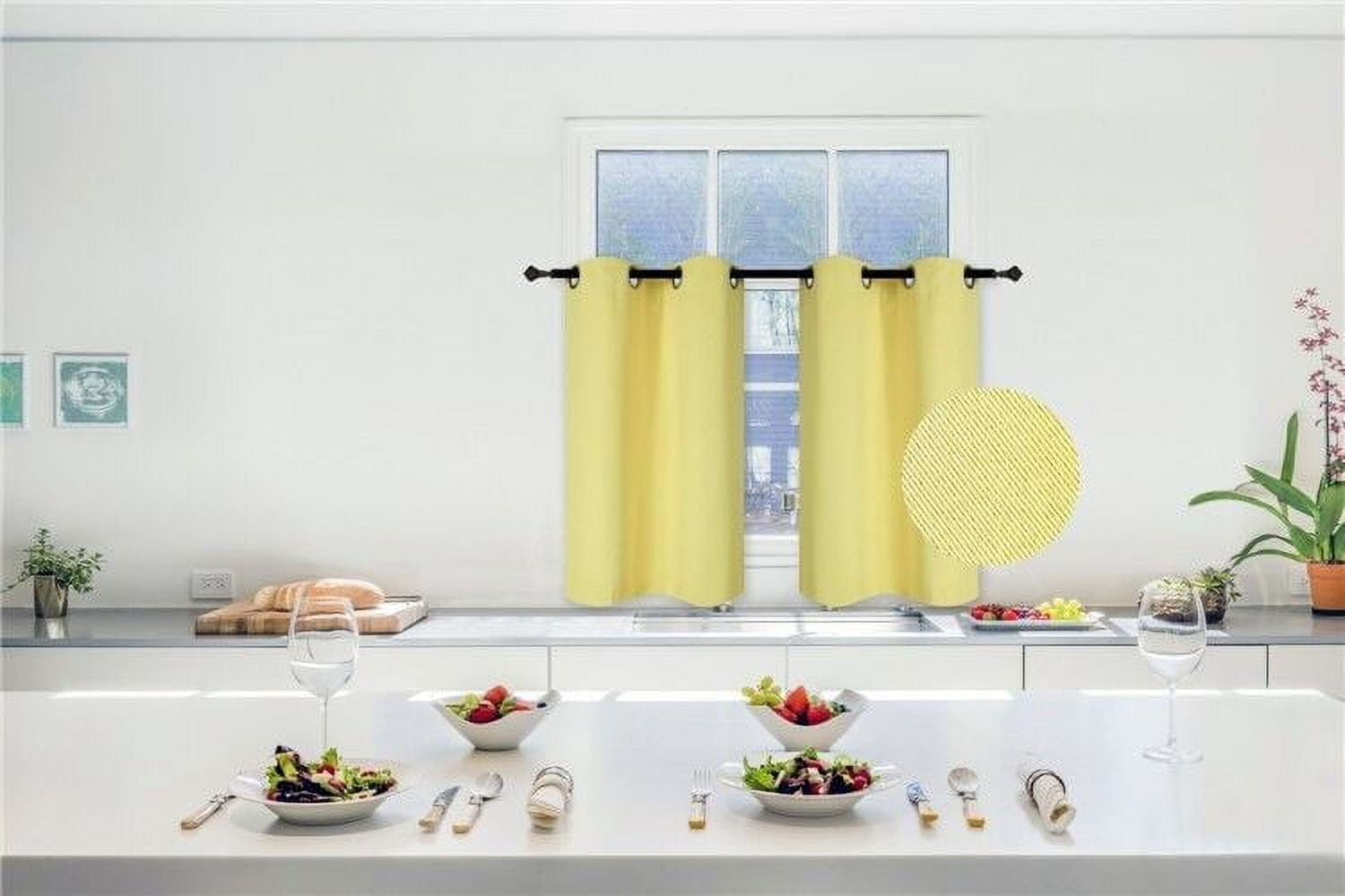 2PC Kitchen Grommet Thermal Blackout Window Tier Short Curtain Panel 30 ...