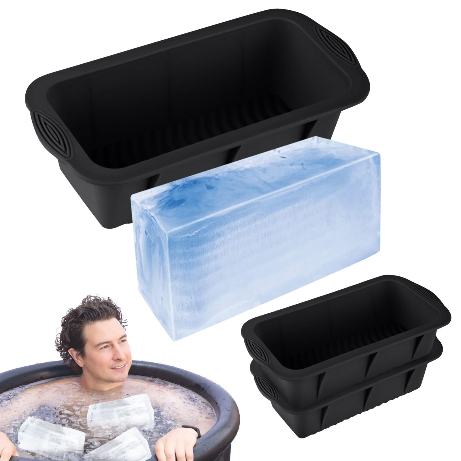 2PC Large Silicone Ice Cubes Molds Reusable Giant Ice Cubes Bricks ...