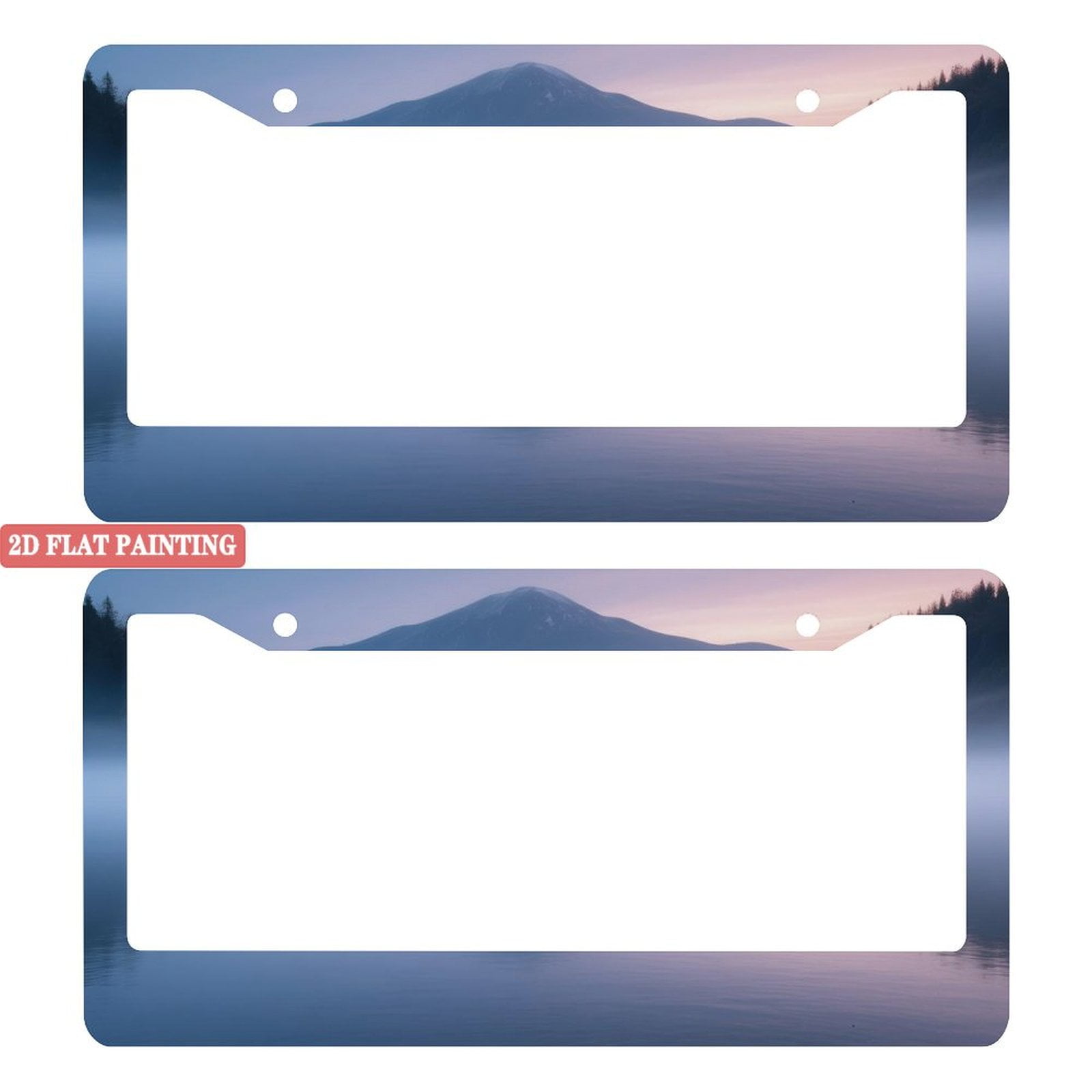 2PC License Plate Frames with Mountain and Lake Scenery, Including ...