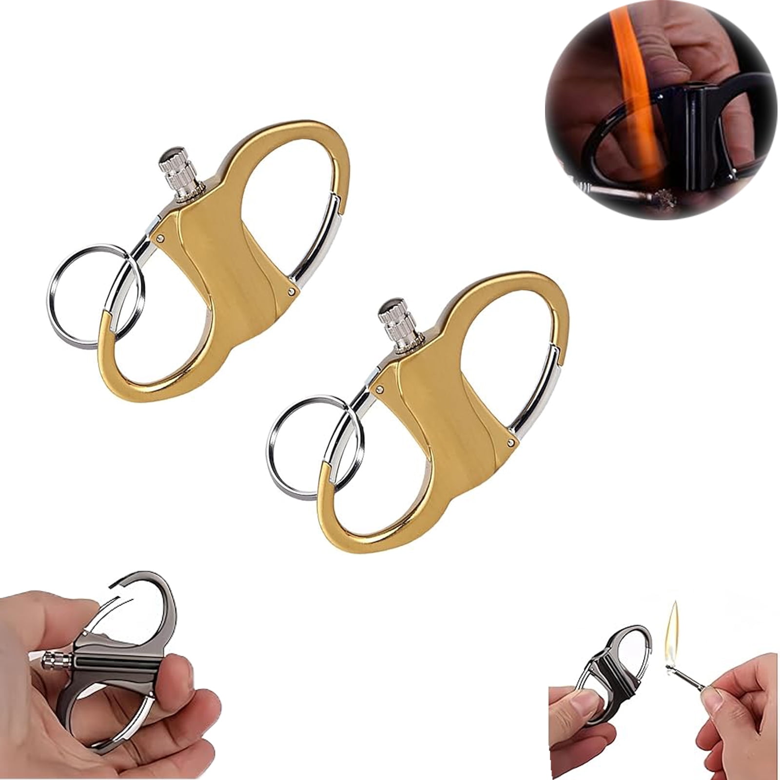2PC Metal Keychain Lighter, 2025 New Lighter Key Chain, Fire Starter ...
