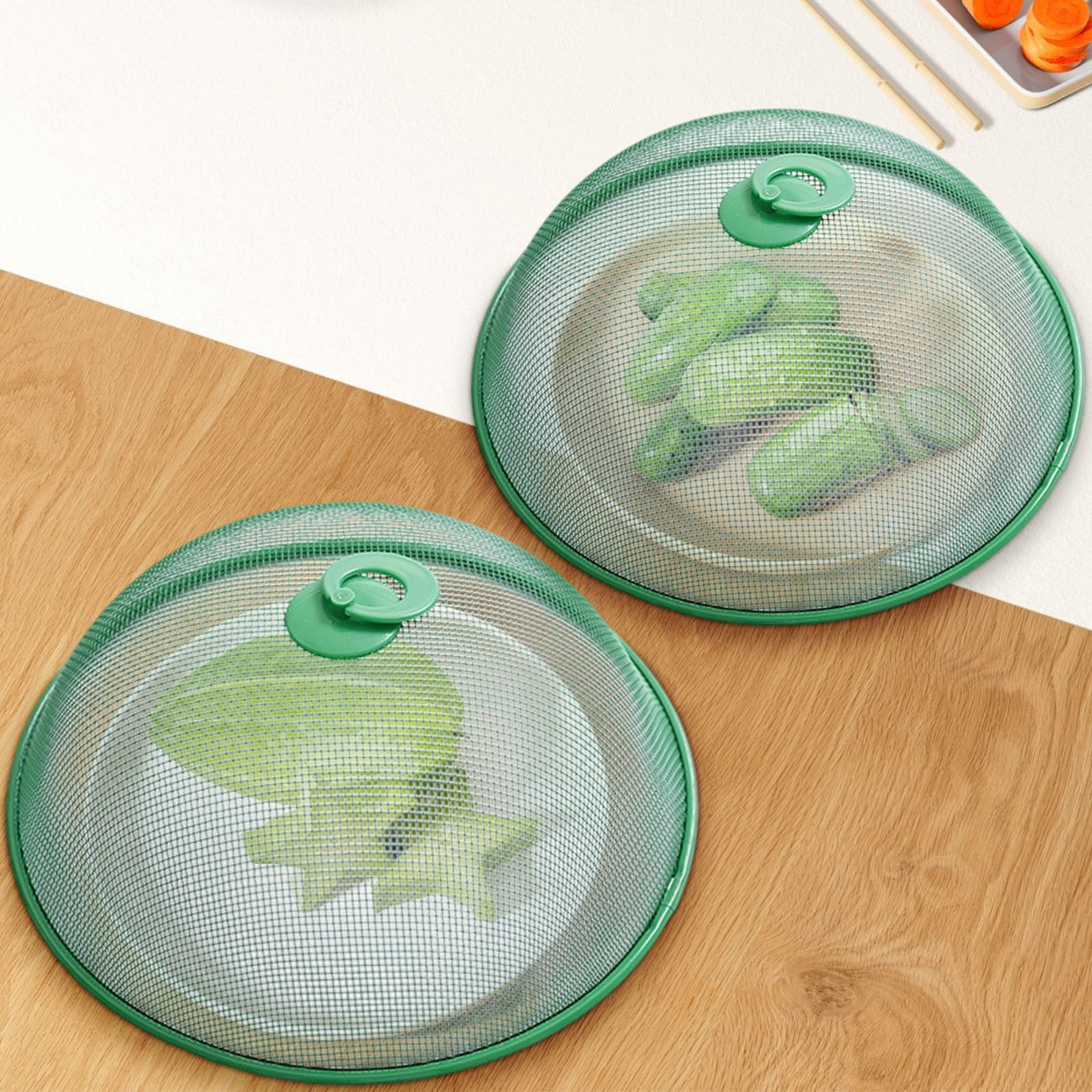 2PC Metal Mesh Screen Food Cover with Handle, 11 inch Round, Reusable ...
