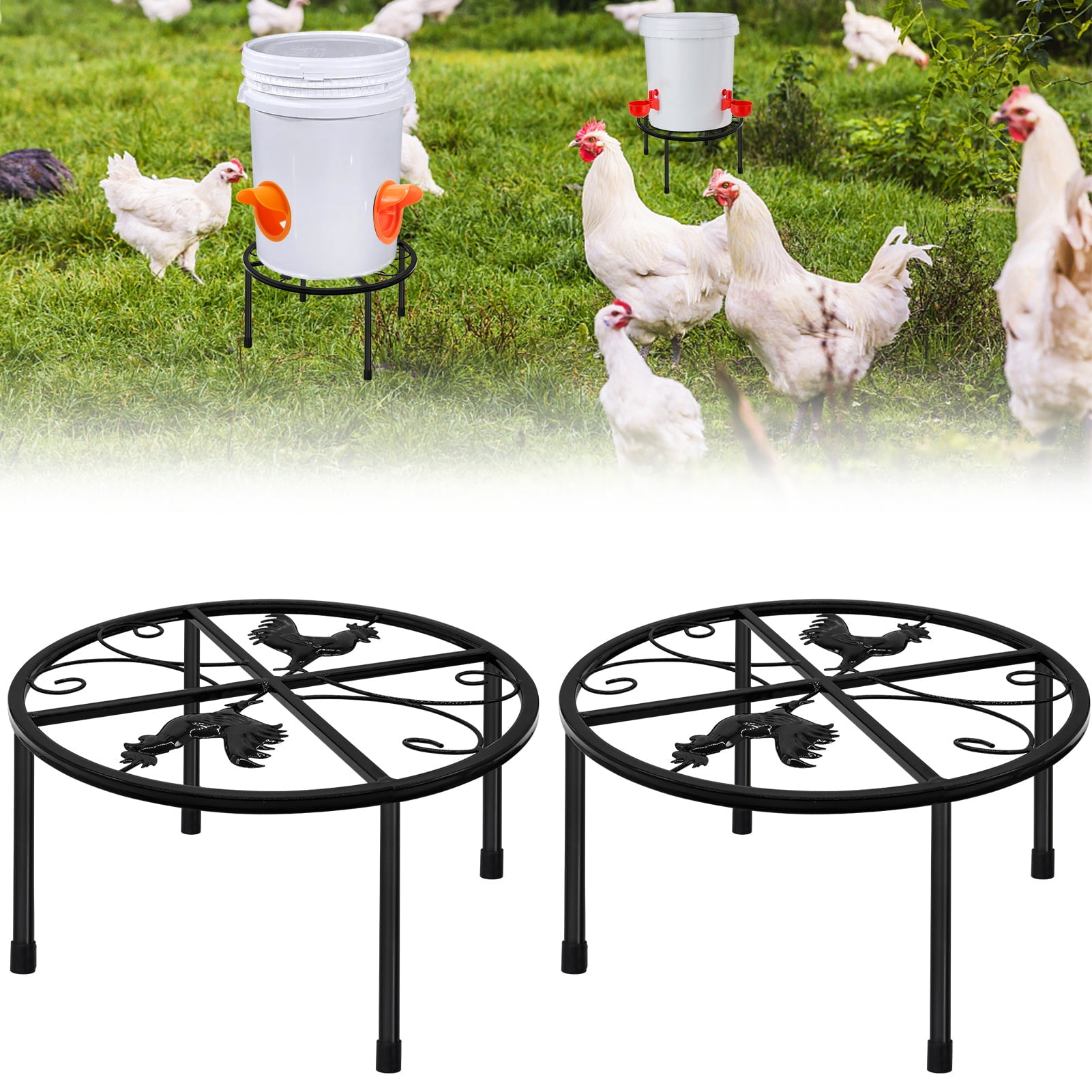 2PC Metal Stand for Chicken Feeder, 4-Leg Iron Holder, Supports Rack ...