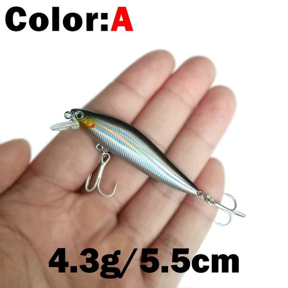 2PC Minnow 4.3g Artificial Fishing Lure In Plastic With 3D Eyes ...