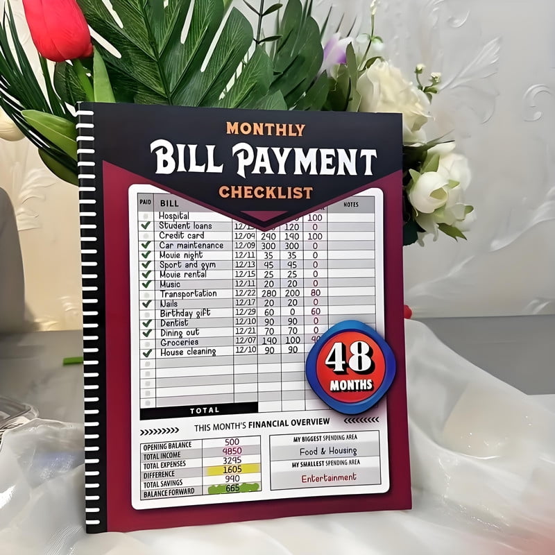 2PC Monthly Bill Payment Checklist: Bill Tracker Notebook With Spiral ...