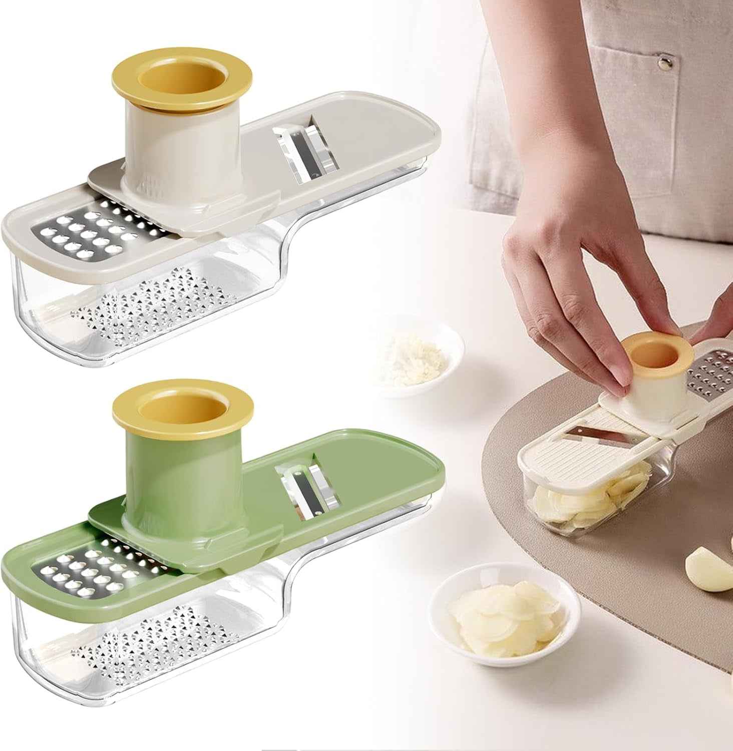 2PC Multifunctional Garlic Grinder & Mandoline Slicer - Walmart.com