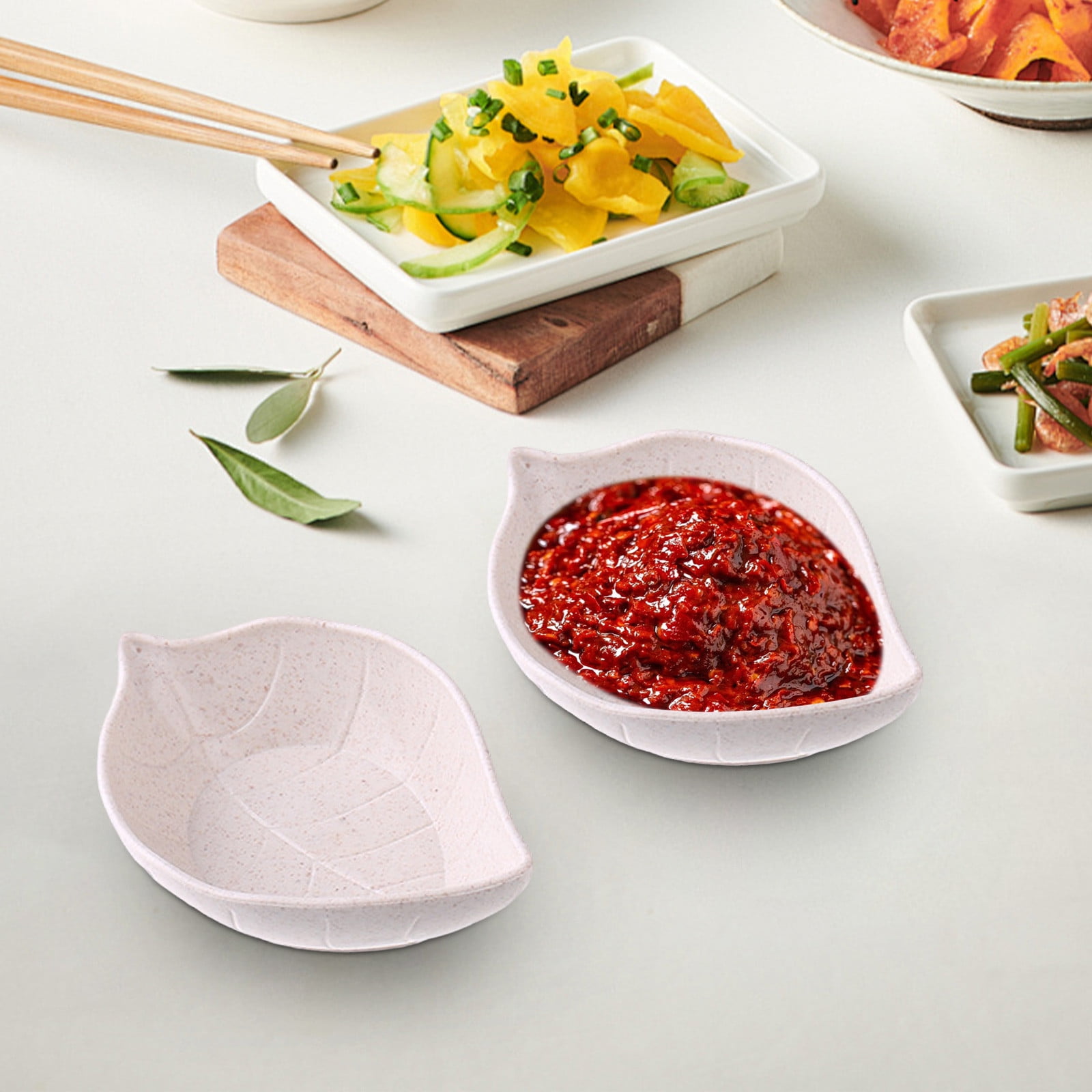 2PC Natural Leaf Shaped Plates Japanese Style Snack and Pickle ...