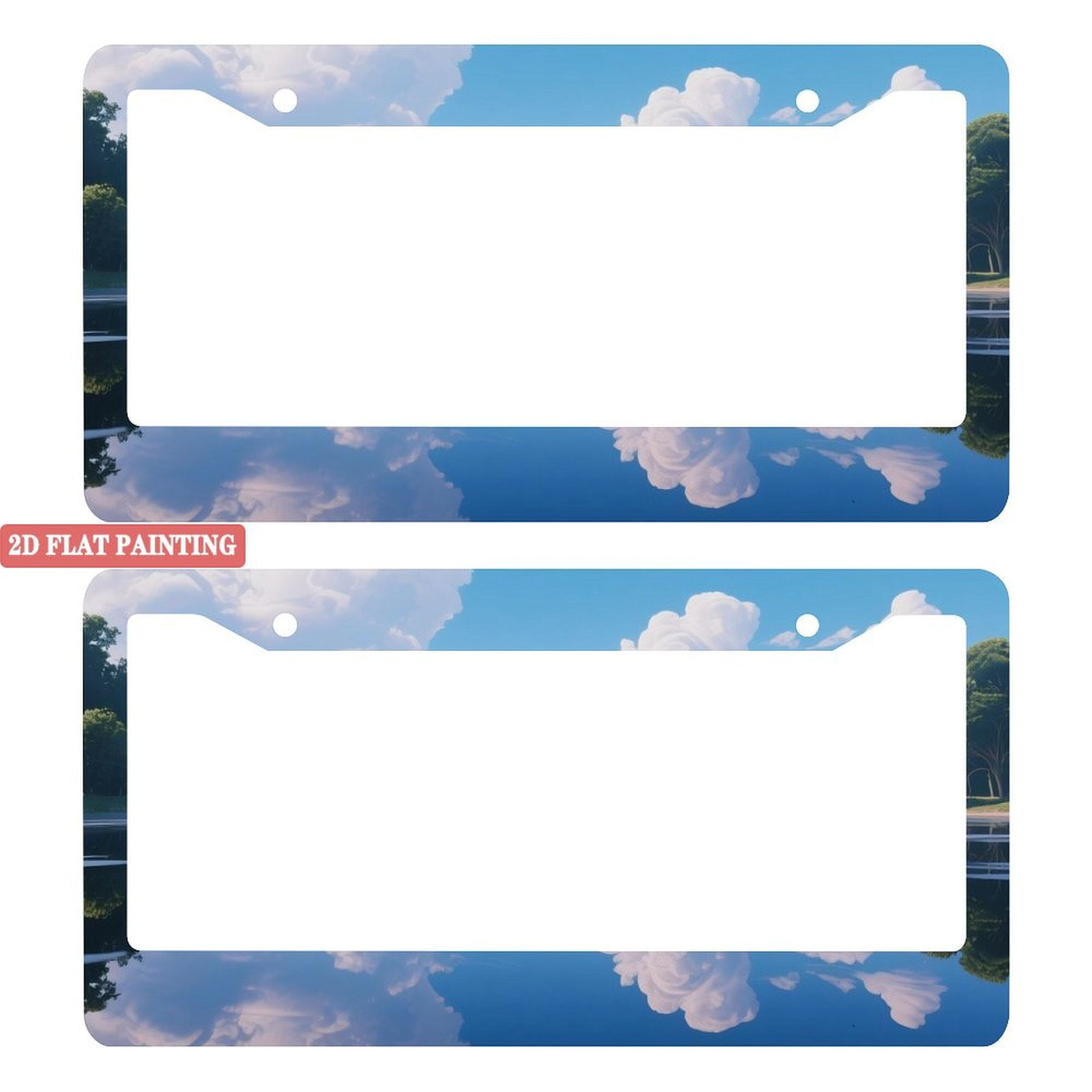 2PC Nature - Inspired Sky and Water Car License Plate Frame Set 6.3x12 ...