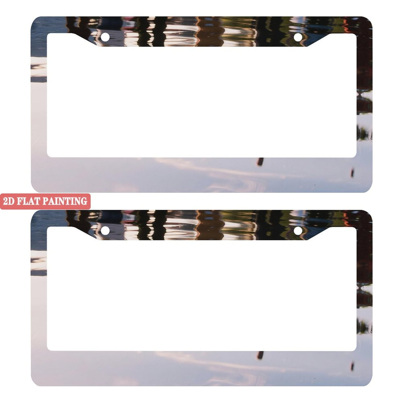 2PC Nature - Themed Water Reflection Car License Plate Holders with ...