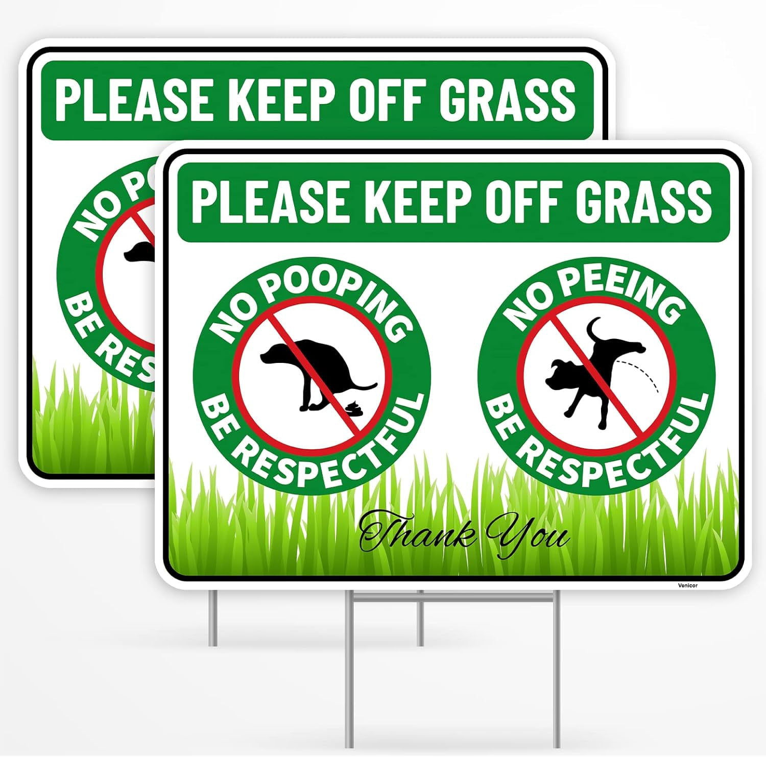 2PC No Poop or Pee Dog Sign with Stakes, 12 Inches by 9 Inches ...