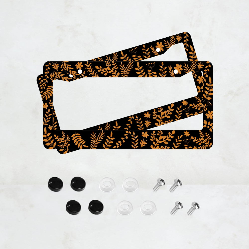 2PC Orange Leaf License Plate Prame Aluminum Rust-Proof Auto Parts ...