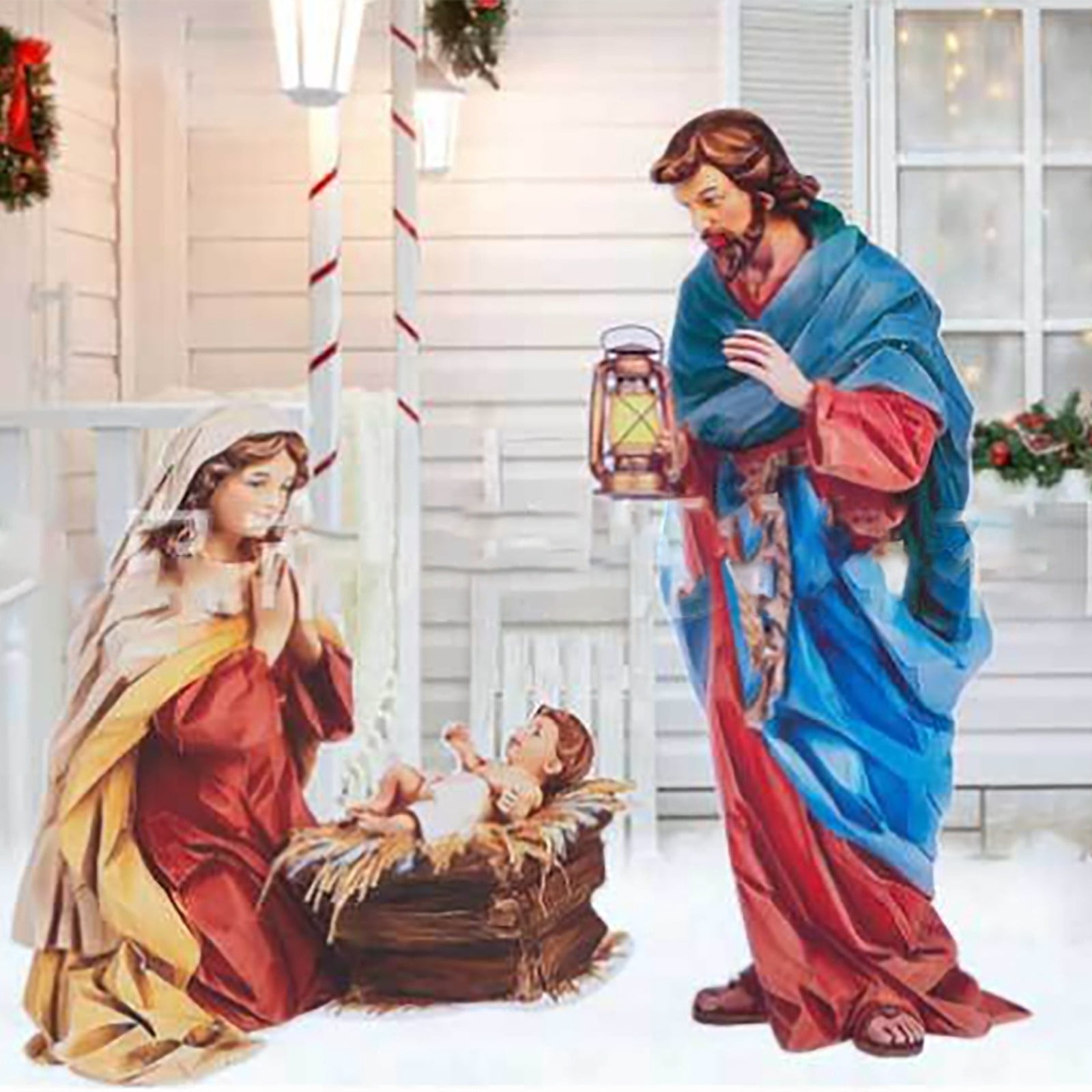 2PC Outdoor Nativity Scene - Christmas Yard Decoration, Acrylic Holiday ...