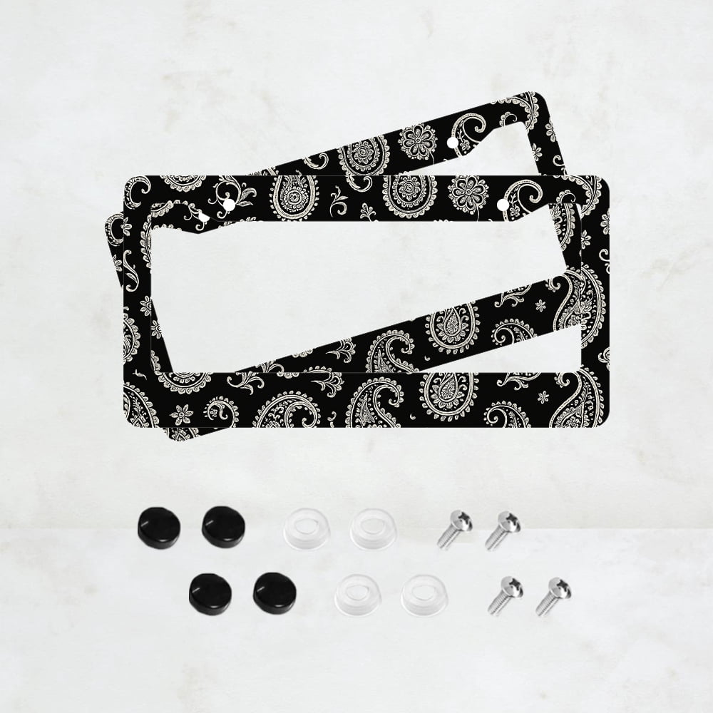 2PC Personalise Paisley Boho Printed License Plate Prame Aluminum Rust ...