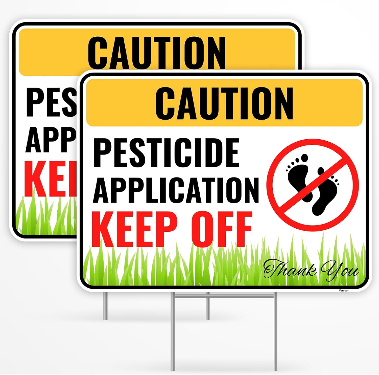 2PC Pesticide Sign with Metal Stakes, 12"x9" - Corrugated Plastic ...