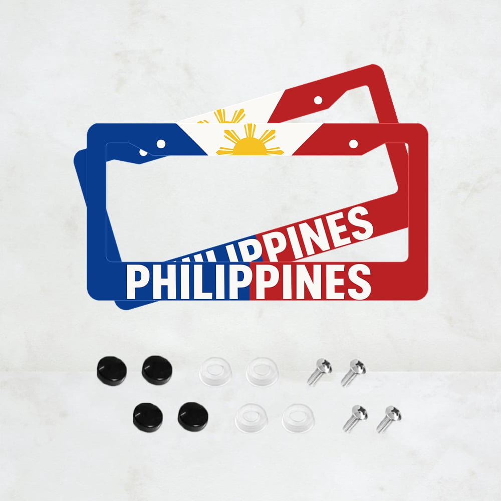 2PC Philippine Flag License Plate Prame Aluminum Rust-Proof Auto Parts ...