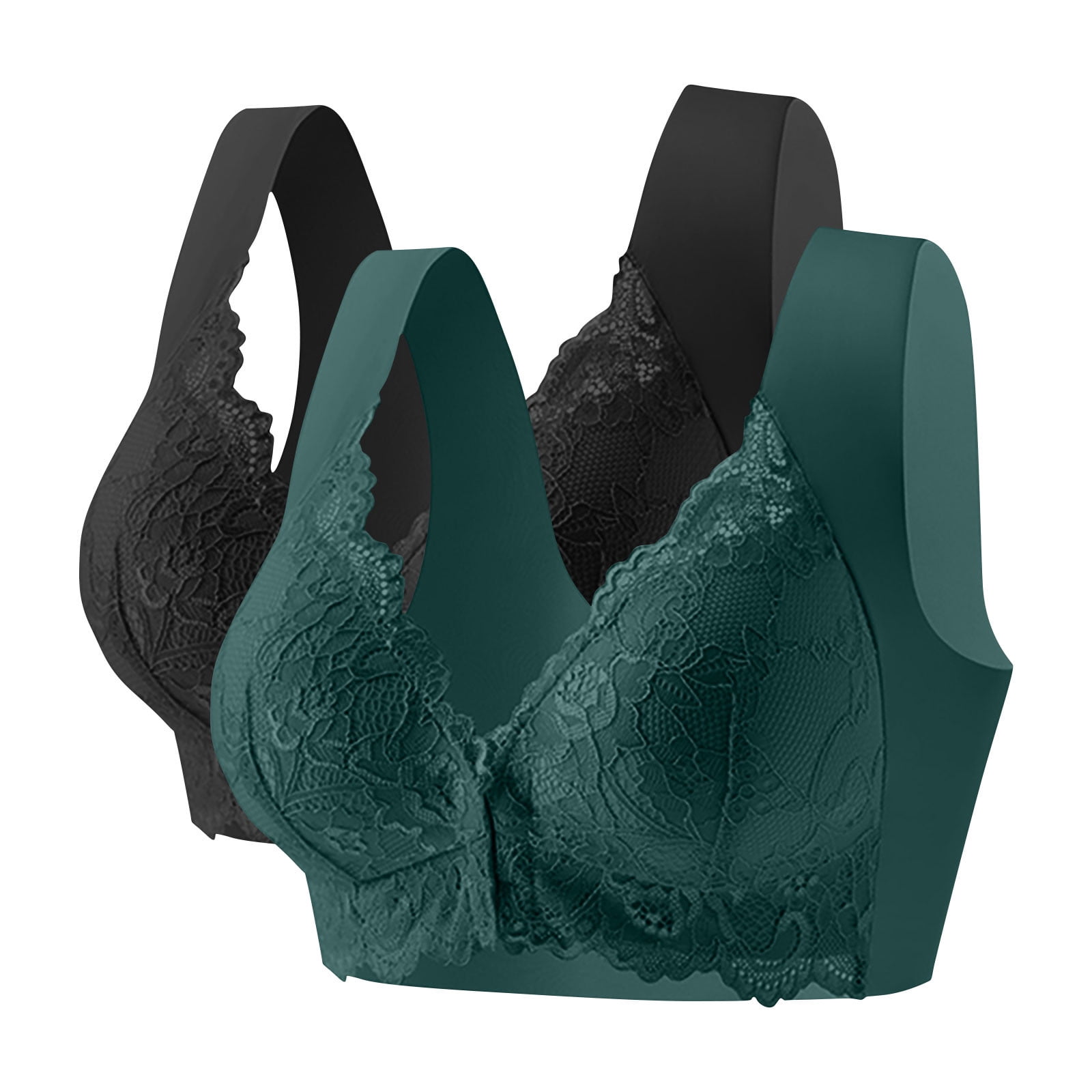Yijfswar 2PC Plus Size Bras for Women Floral Lace Bralette Front ...