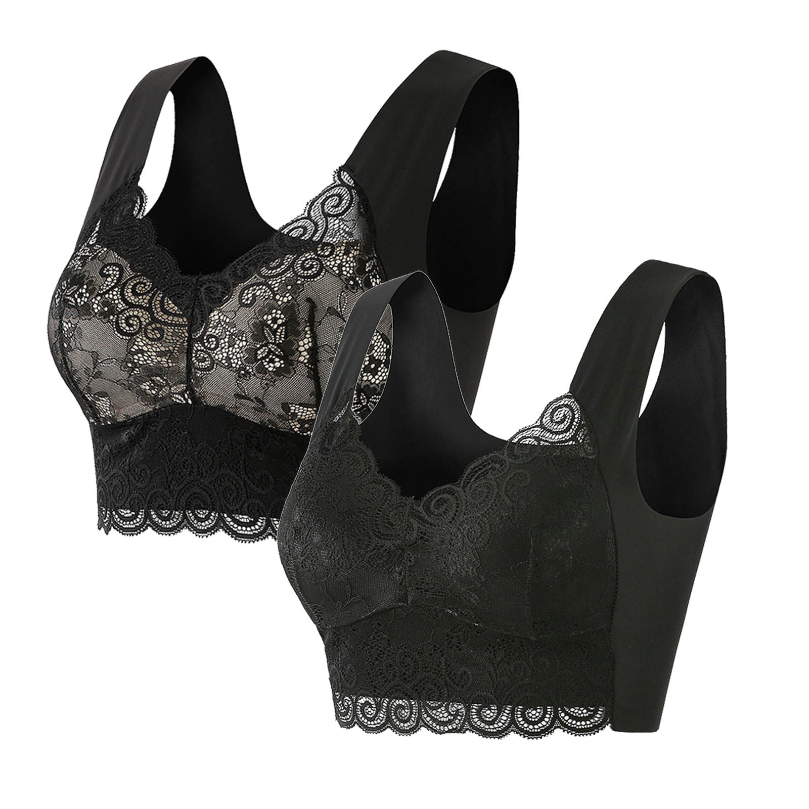 2PC Plus Size Lace Bra for Women Comfy Lifting Full Coverage Tank Top ...