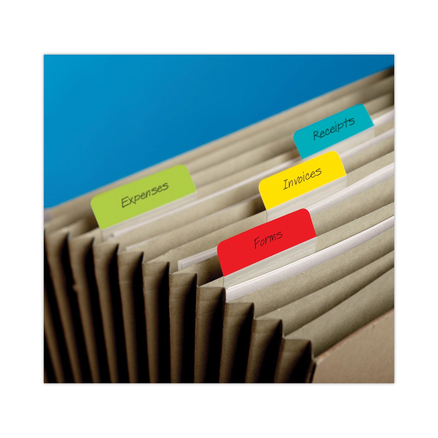 2PC Post-it Tabs 2\\" Plain Solid Color Angled Tabs, 1/5-Cut, Assorted ...