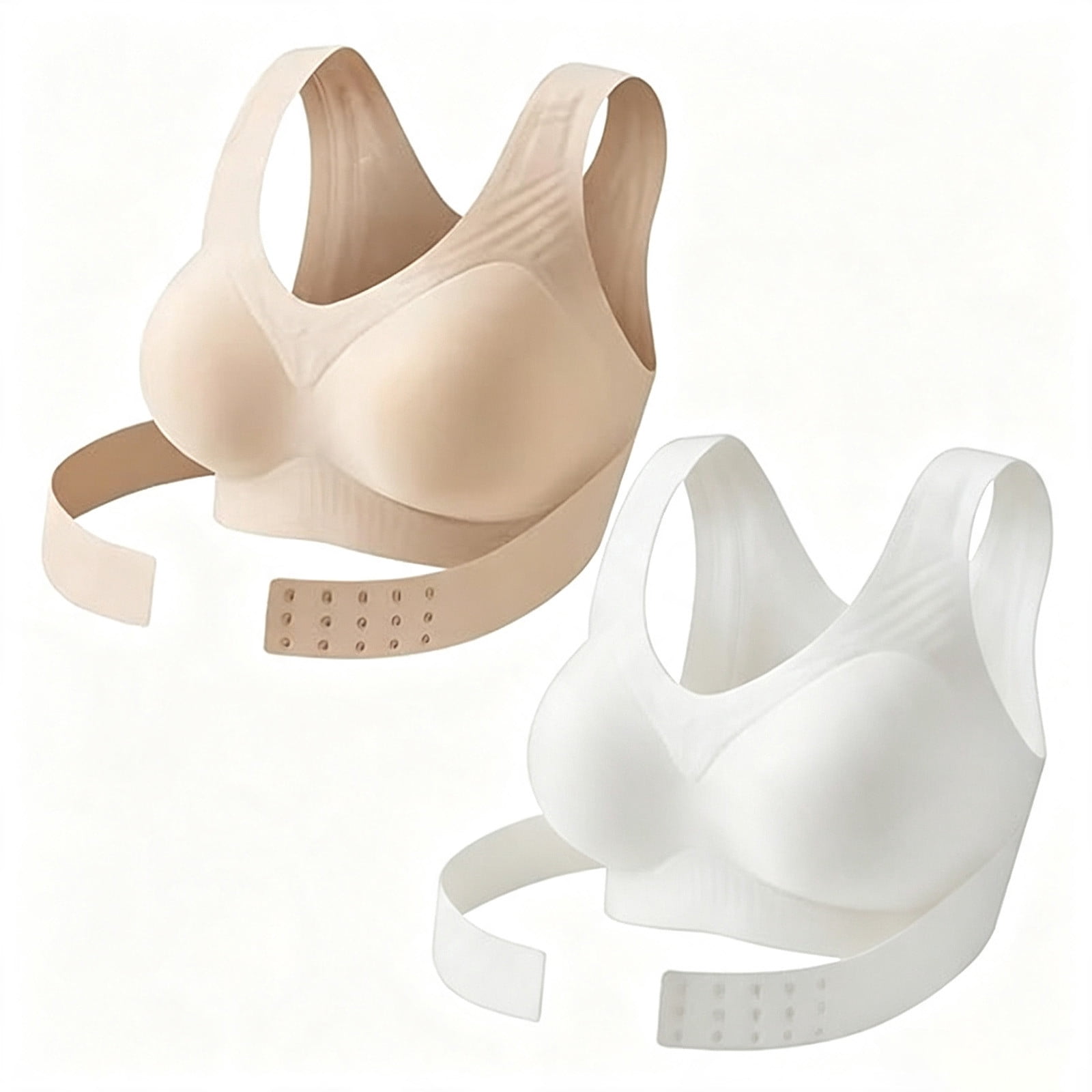 2PC Posture Corrector Bra, Front Closure Cross-Back Wireless Posture ...