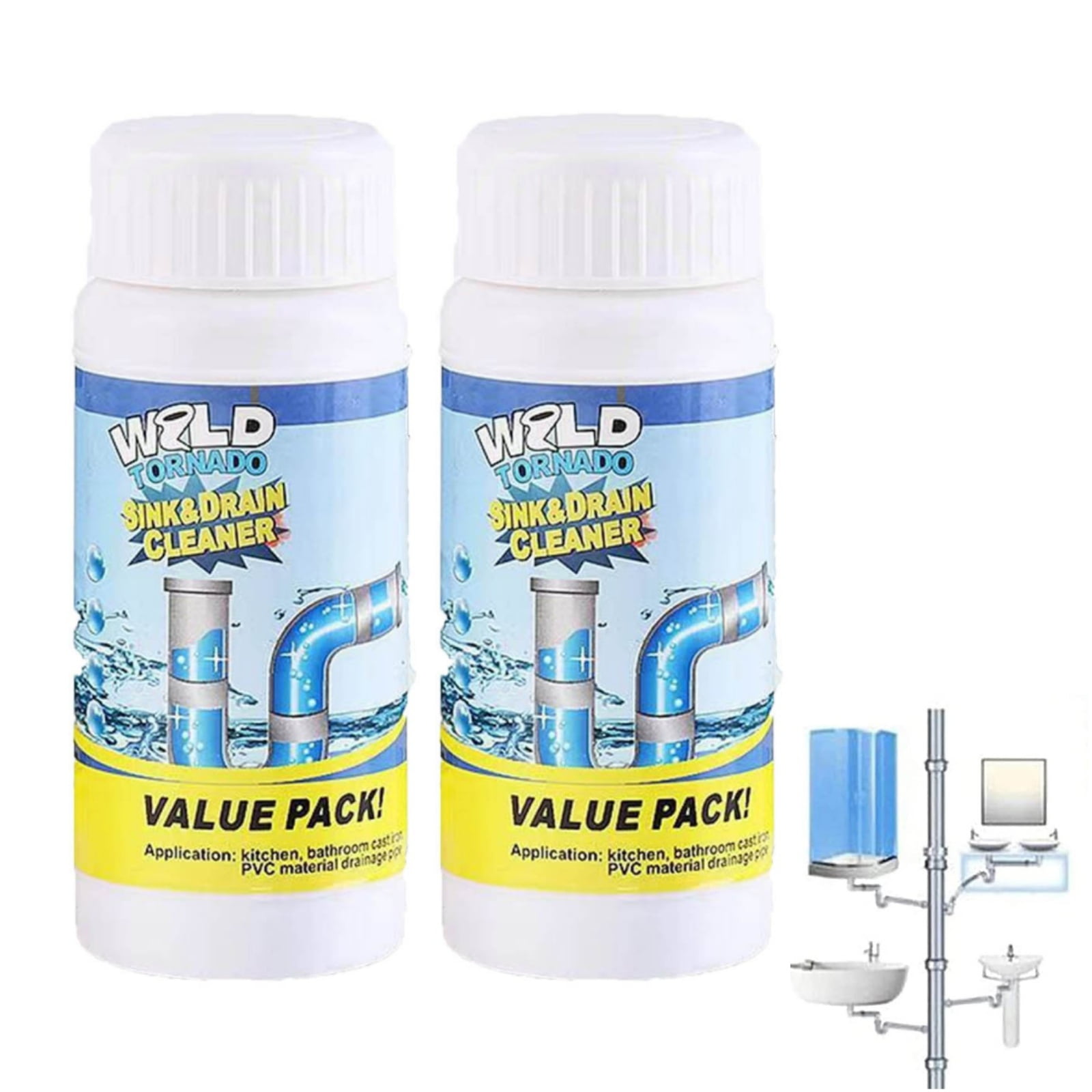 2PC Powerful Sink and Drain Cleaner Powder, 2025 New Powerful Drain ...