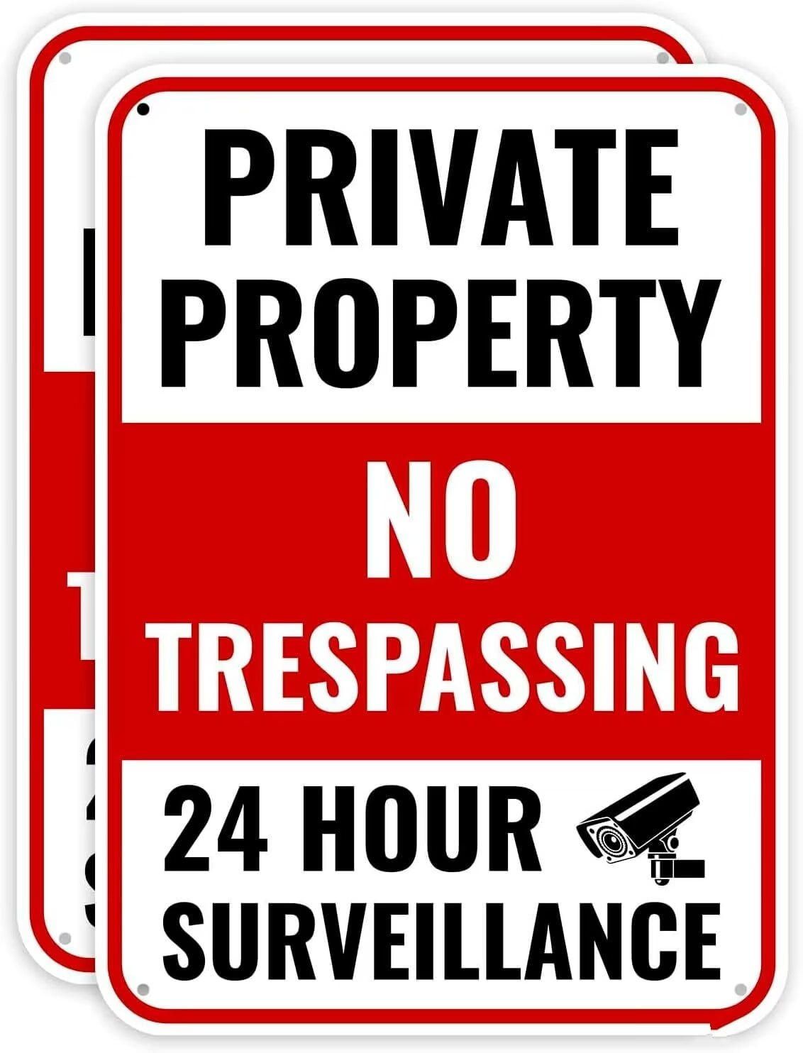 2PC Private Property No Trespassing Sign, 14 x 10 Inches - Aluminum ...