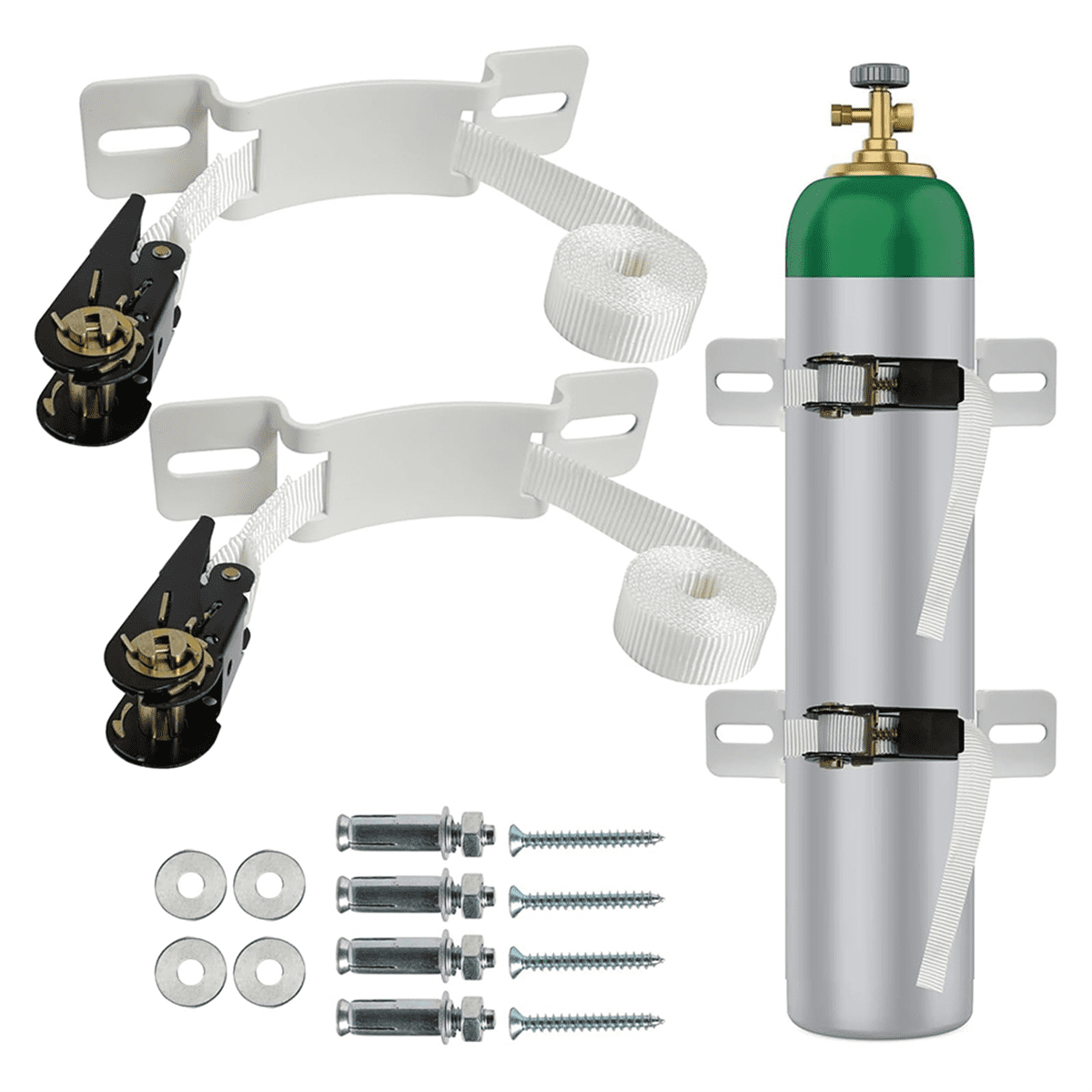 2PC Propane Tank Bracket Cylinder Wall Mounted Brackets,with 6.6ft Ratchet Straps,Cylinder ...