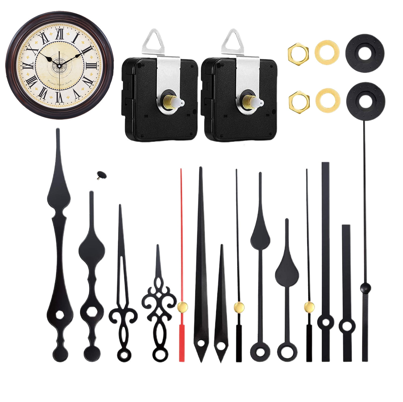 2PC Quartz Clock Mechanism Kit - Silent Sweep Wall Clock Movements, 3 ...