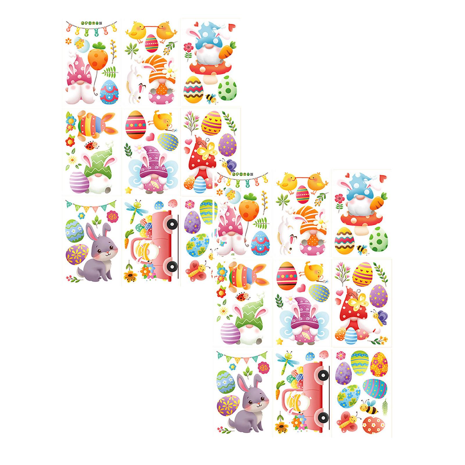 2PC Rabbit Glass Sticker Decal Holiday Decorations Spring Kids Room ...