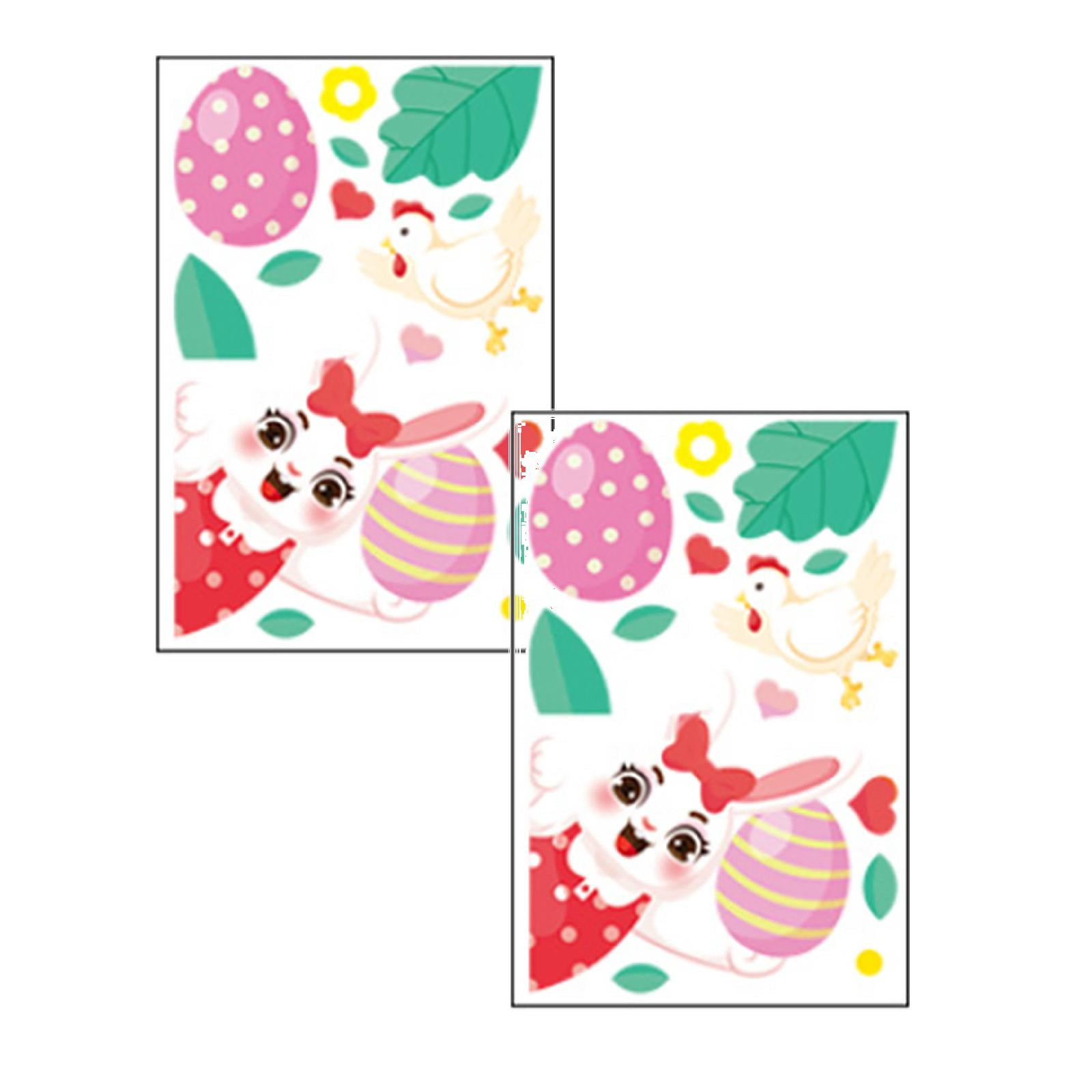 2PC Rabbit Glass Sticker Decal Holiday Decorations Spring Kids Room ...