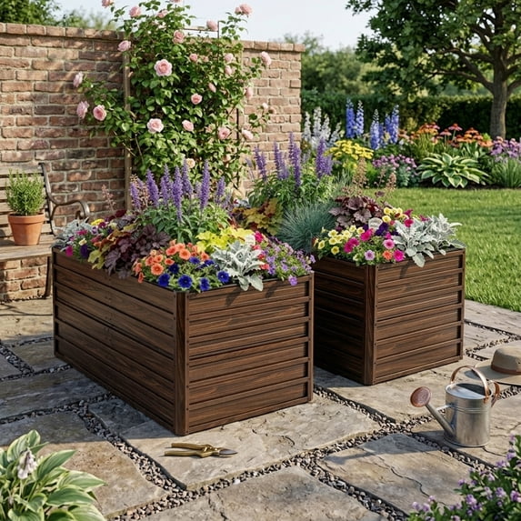 2PC Raised Beds for Garden 6x3x2FT Metal Elevated Planter Box, Open ...