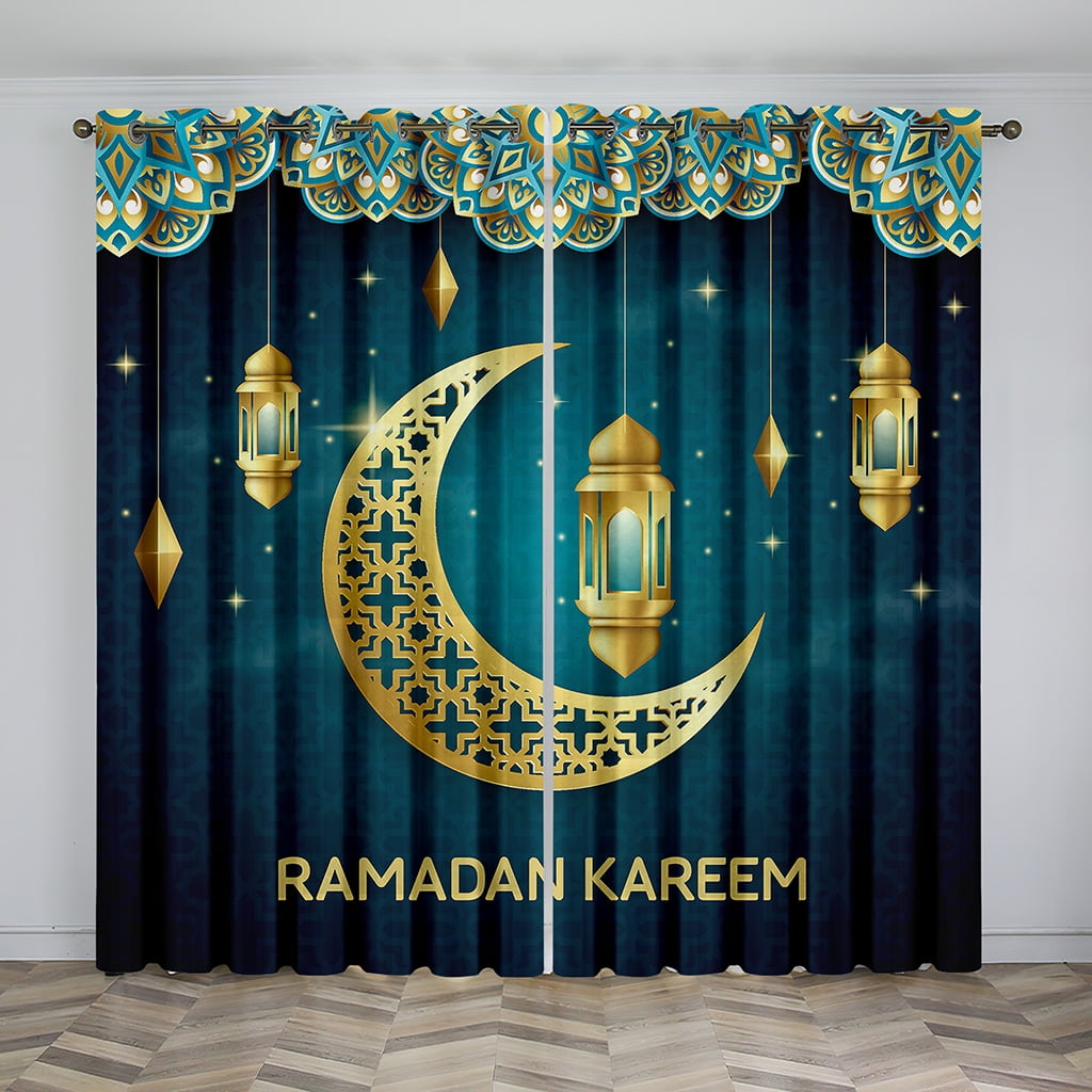 2PC Ramadan Karim Decoration Curtains Lamp With Pole Pocket Curtains ...