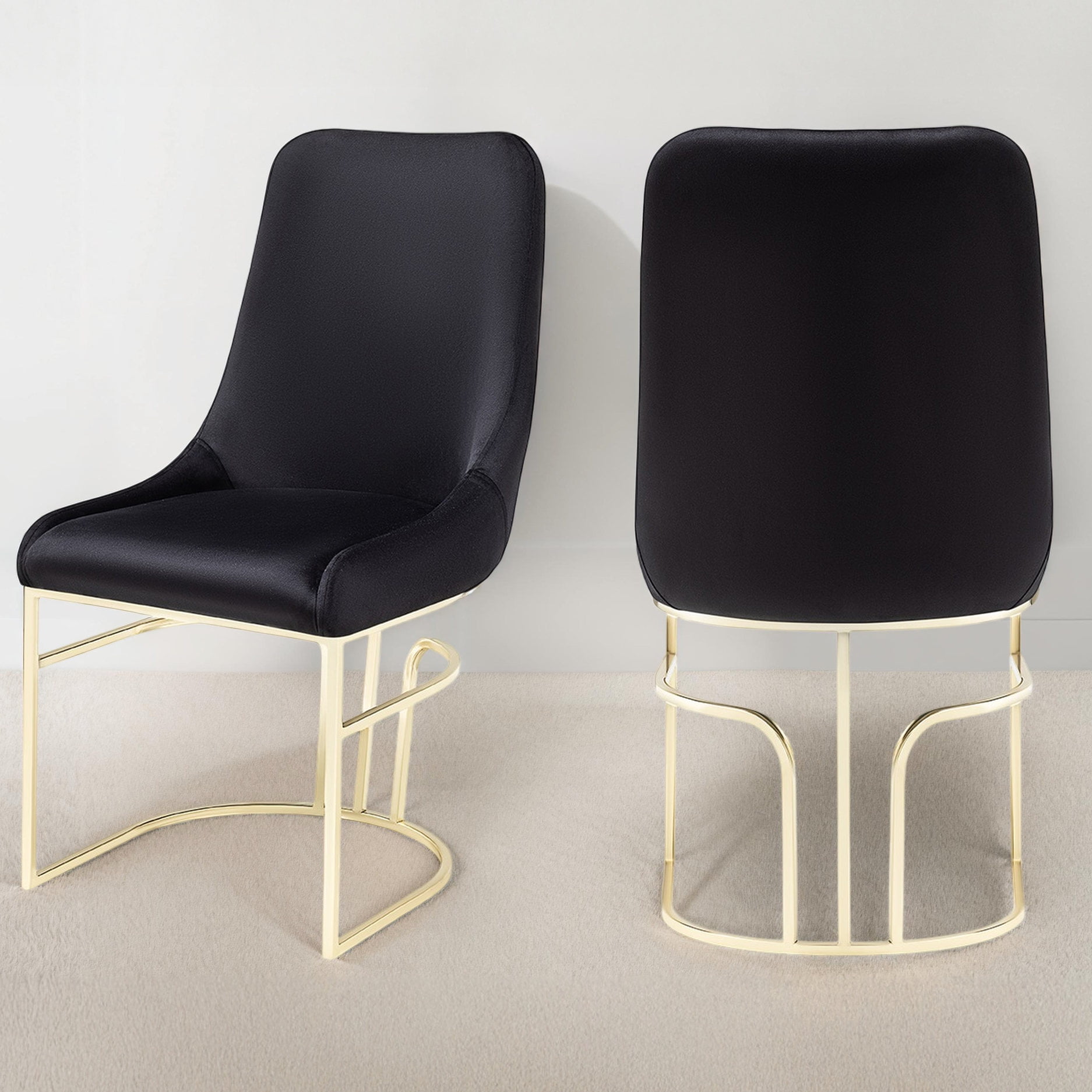 2PC Rectangular Modern Chairs | Polyurethane Upholstery for Dining or ...