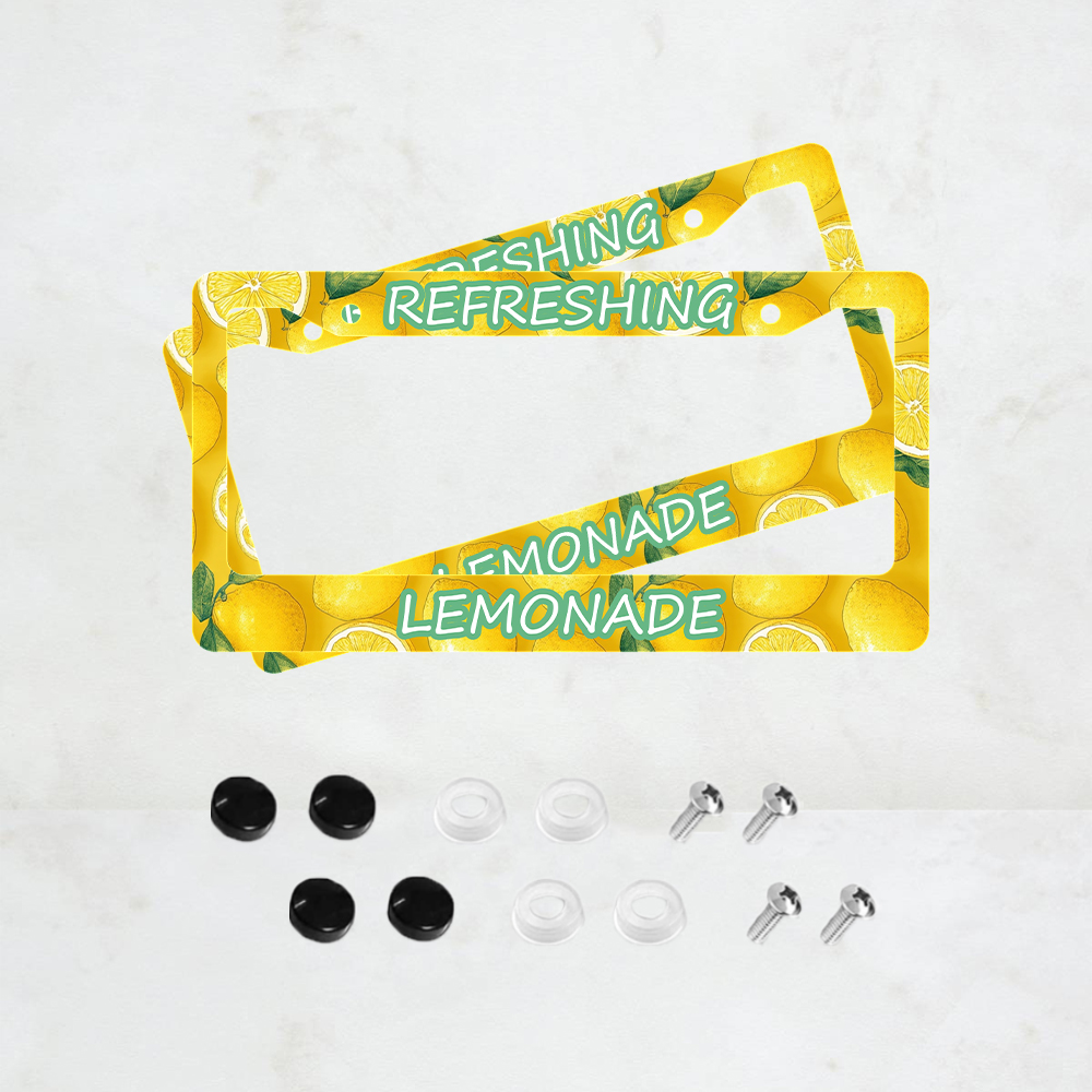 2PC Refreshing Lemonade License Plate Prame Aluminum Auto Parts License ...