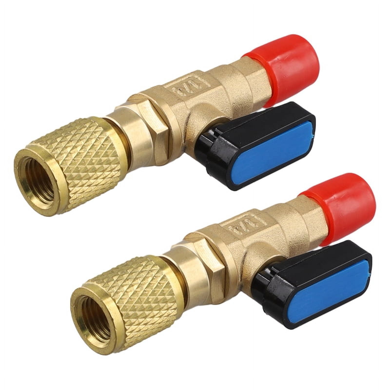 2PC Refrigerant Compact Ball Valve Adapter 1/4in SAE 5/16in SAE for ...