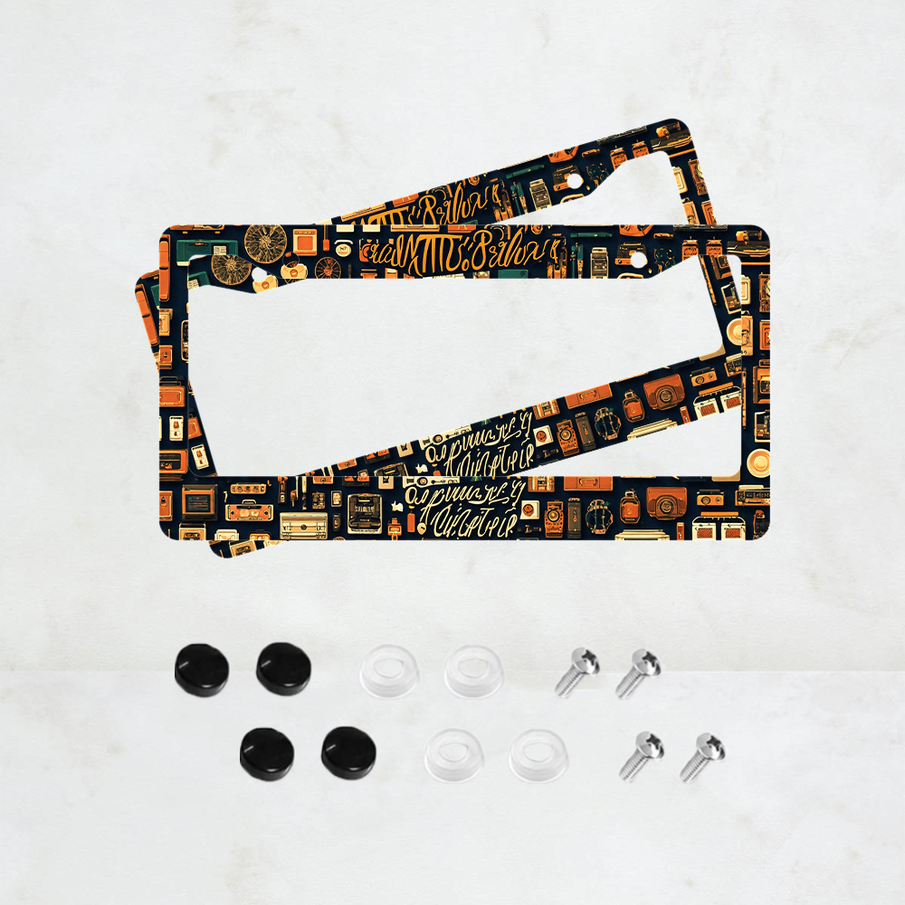 2PC Retro Style License Plate Prame Aluminum Auto Parts License Plate ...