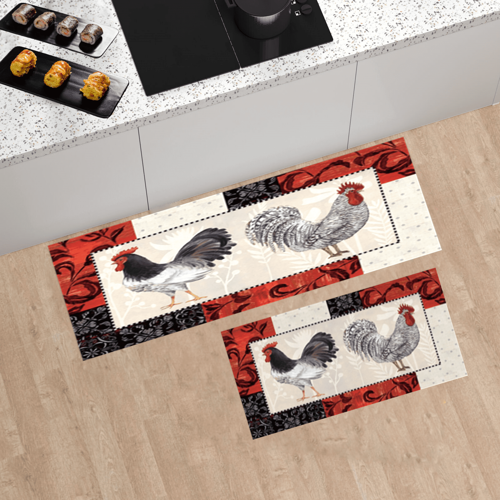 2PC. Rooster Kitchen Mat Set by Catalina Home - Walmart.com