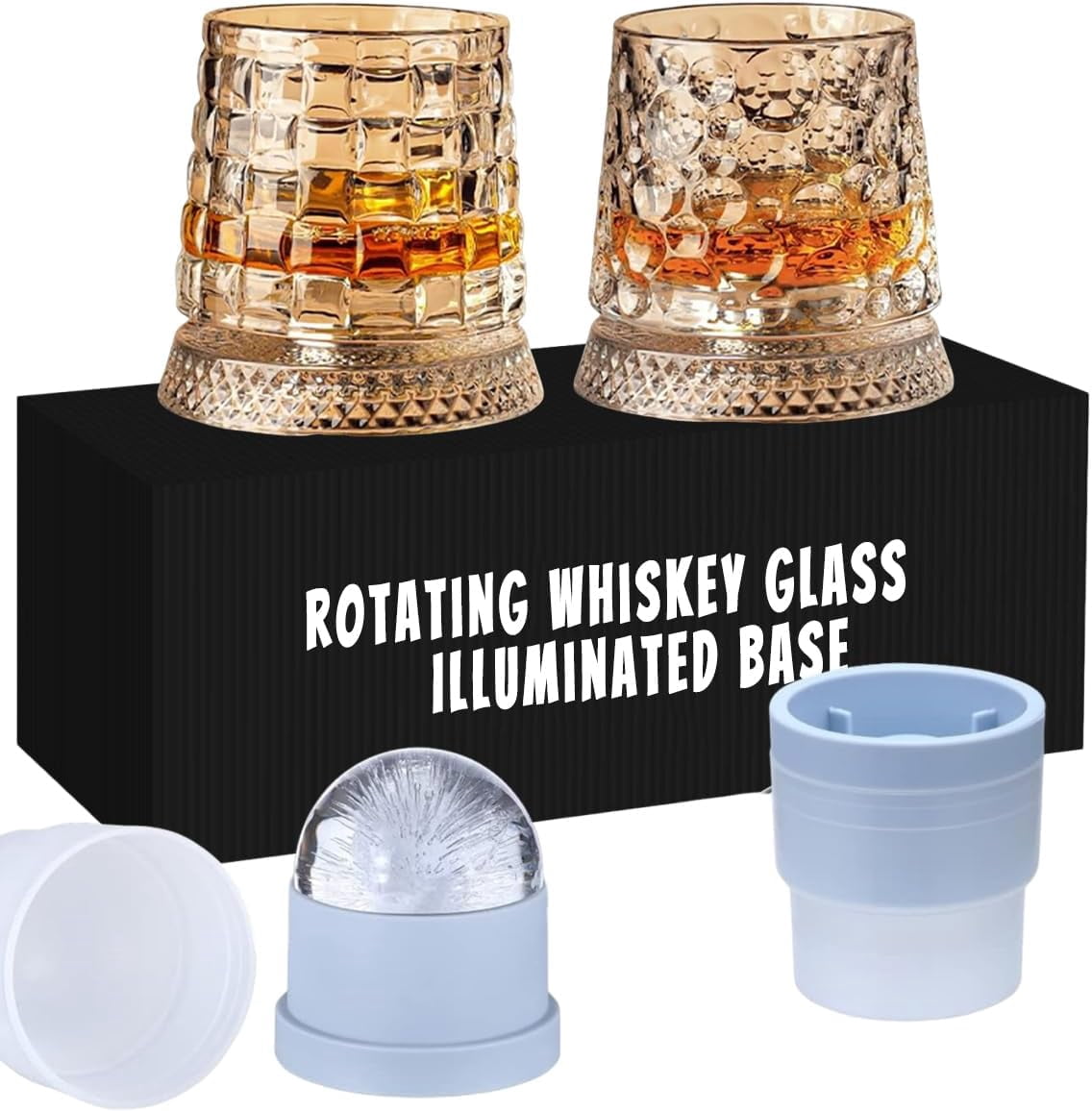 2PC Rotating Whiskey Glass, 2026 New Whiskey Glasses Set Rotatable Old ...