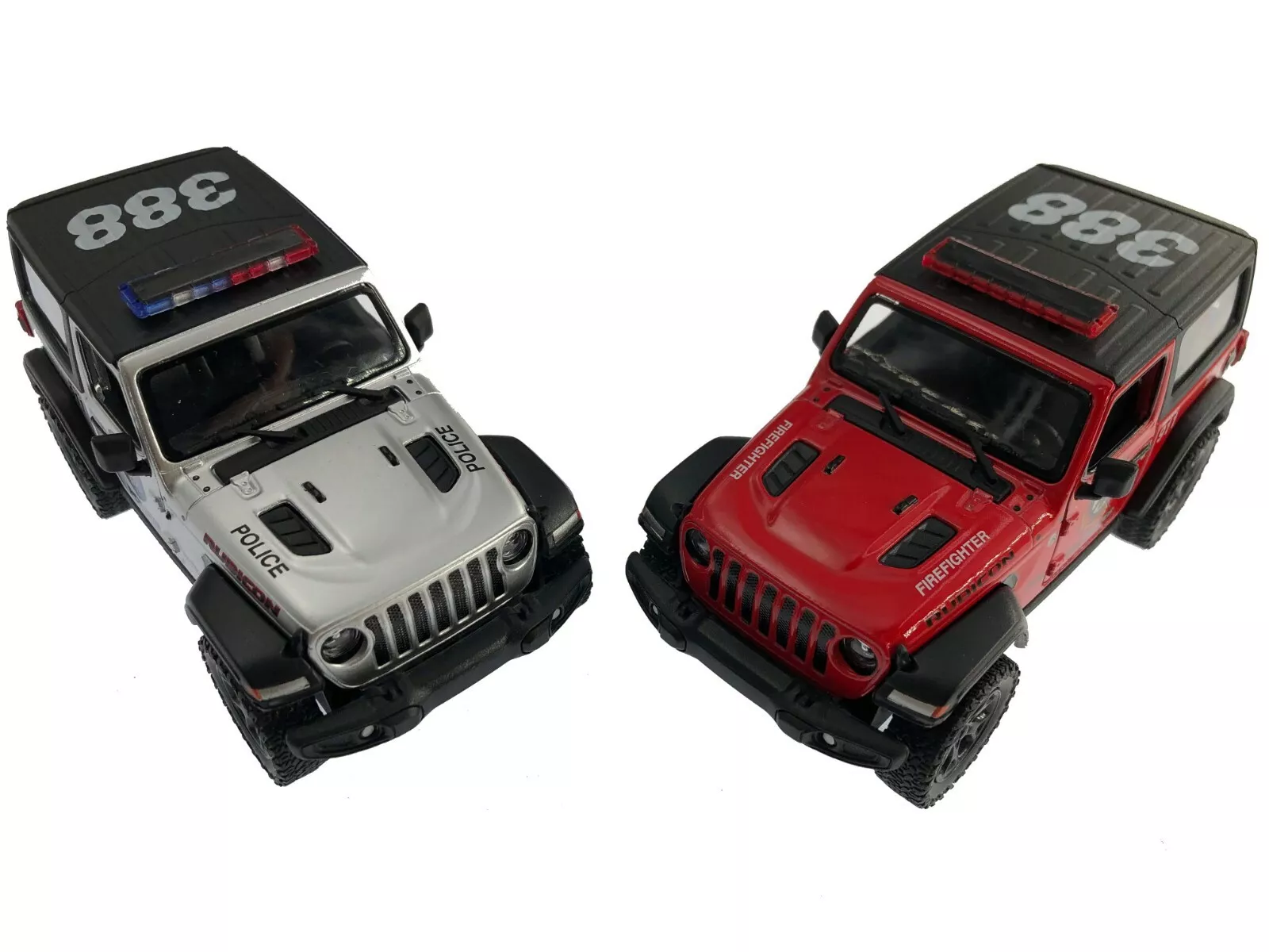 2PC SET: 5" Kinsmart 2018 Jeep Wrangler Rubicon Police/Fire Diecast Toy ...