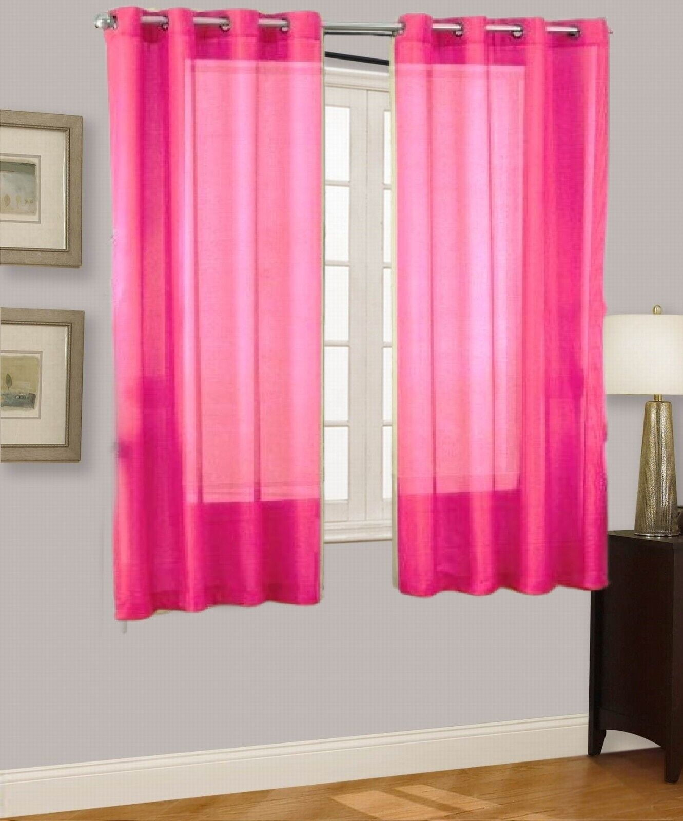 2PC SOLID SHEER INDOOR PANEL 8 GROMMETS WINDOW CURTAIN VERSATILE RUBY ...