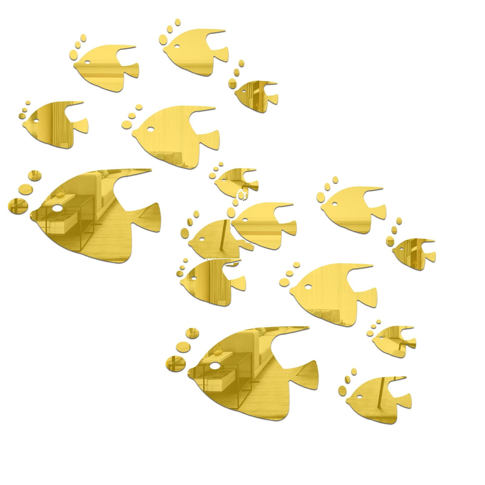 2PC Sea Animals Fishes Theme Waterproof Acrylic Mirror Wall Decor ...