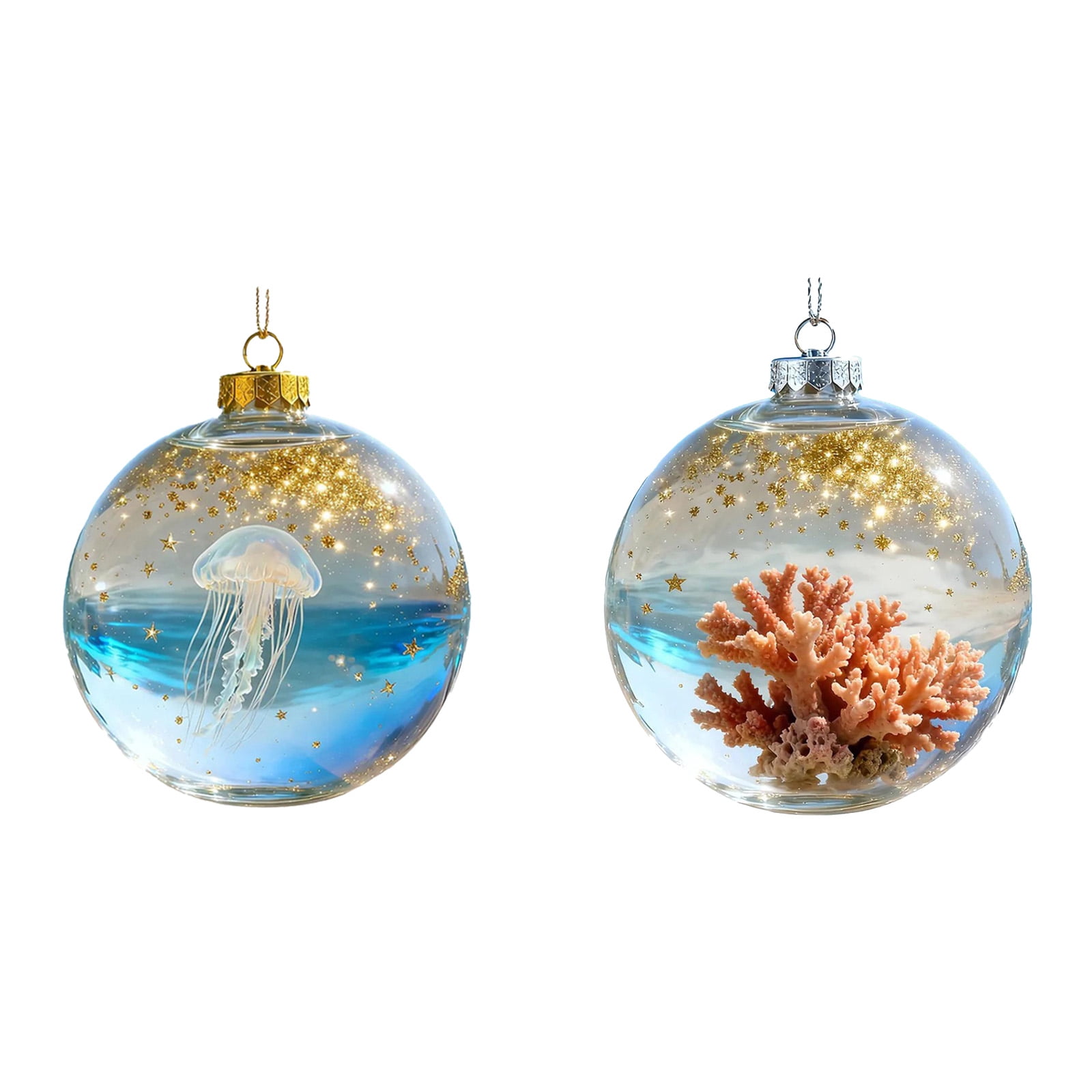 2PC Sea Star Acrylic Pendant With Sparkling Effect, 2D Design And ...